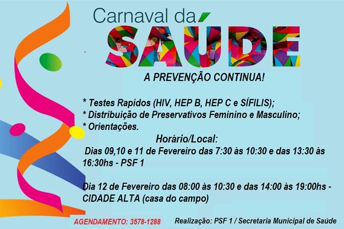 A Secretaria Municipal De Saude De Itanhangá Lança Campanha De Carnaval